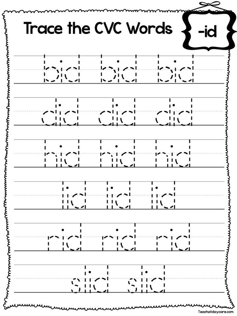 27 Printable Trace the CVC Word Worksheets. Preschool Phonics | Etsy