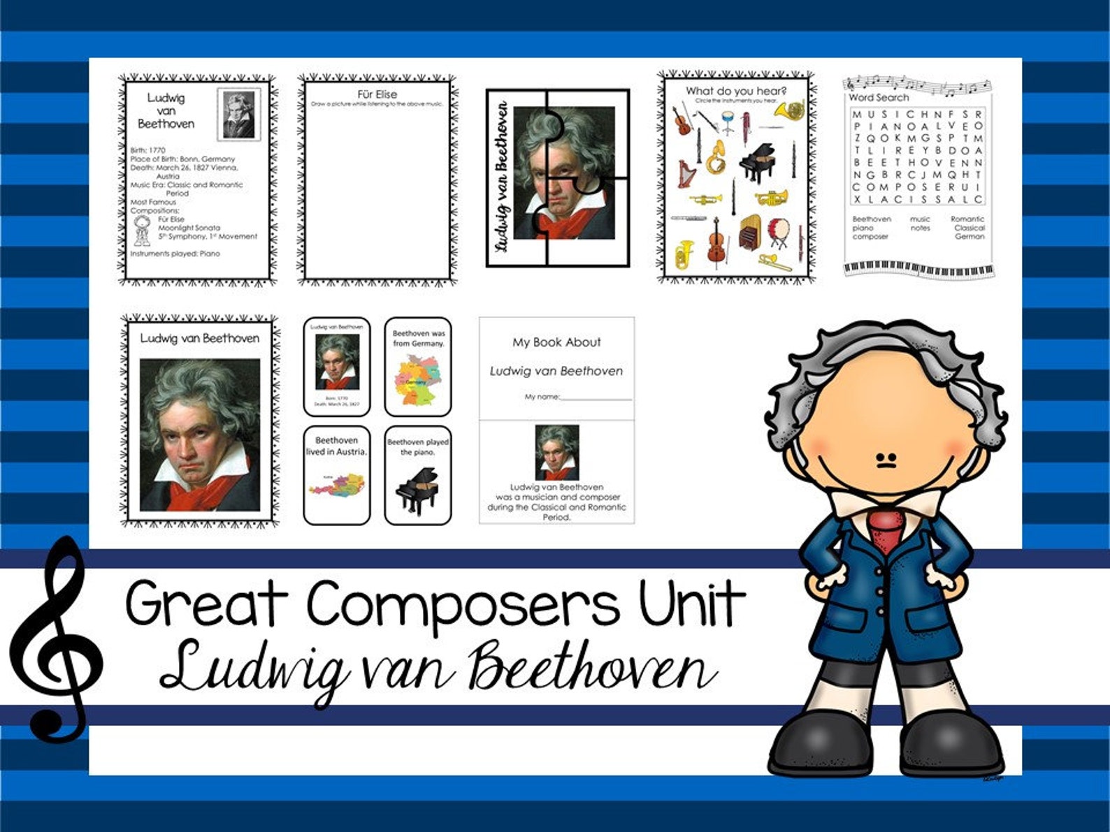 Ludwig Van Beethoven Great Composer Unit. Music Appreciation. - Etsy