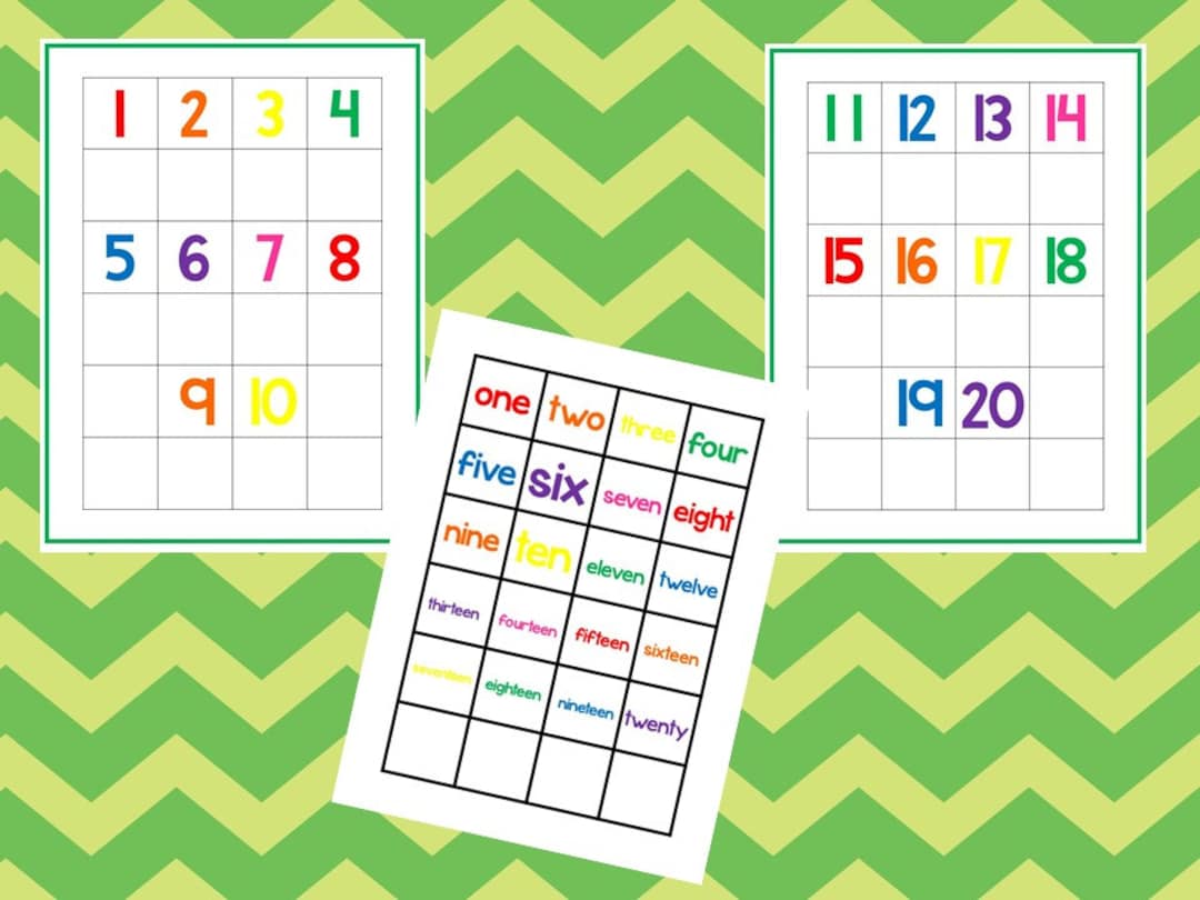 Numbers1-20 Printable Work Mats With 20 Matching Cards. - Etsy