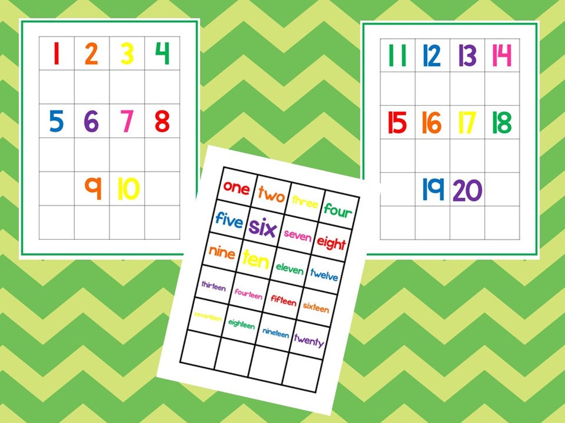 Numbers1-20 Printable Work Mats With 20 Matching Cards. - Etsy
