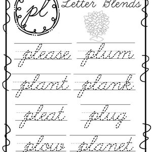 20 Printable Cursive Blends Trace the Word Worksheets. Kindergarten-2nd ...