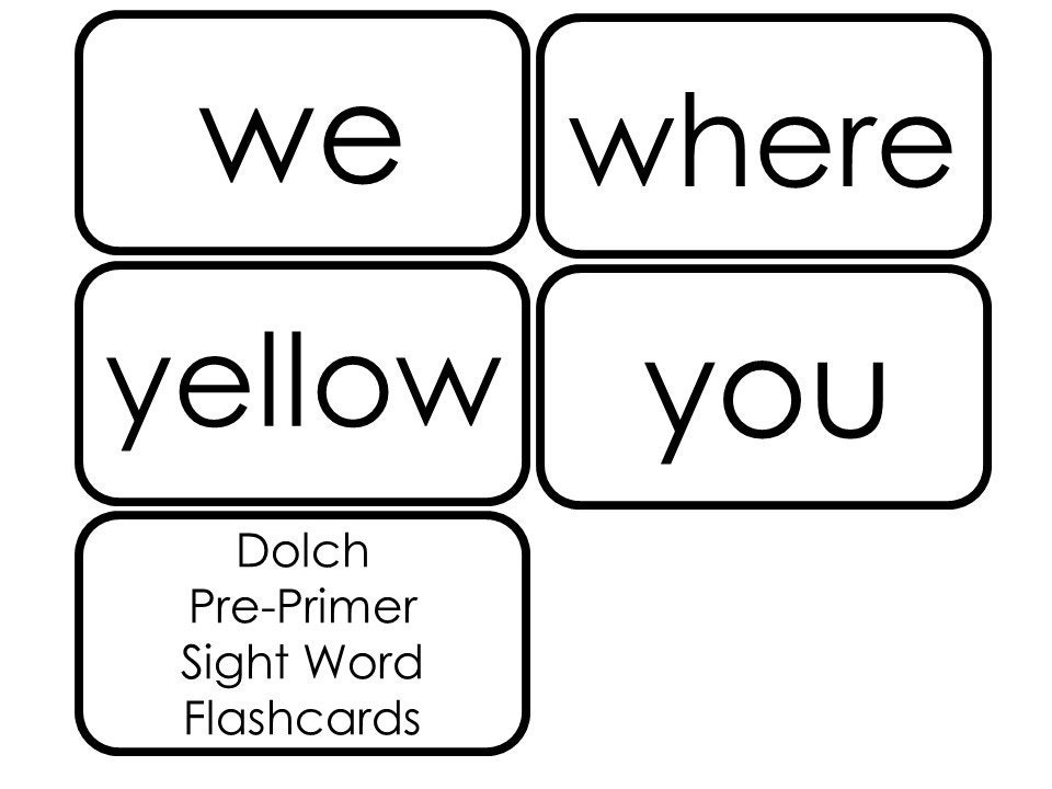 40 Printable Dolch Pre-primer Sight Word Flashcards. Pre-k | Etsy