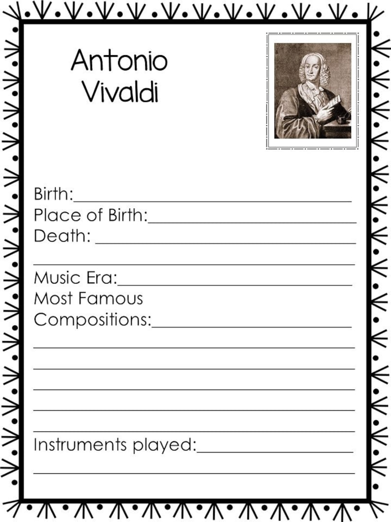 Antonio Vivaldi Great Composer Unit. Music Appreciation. - Etsy