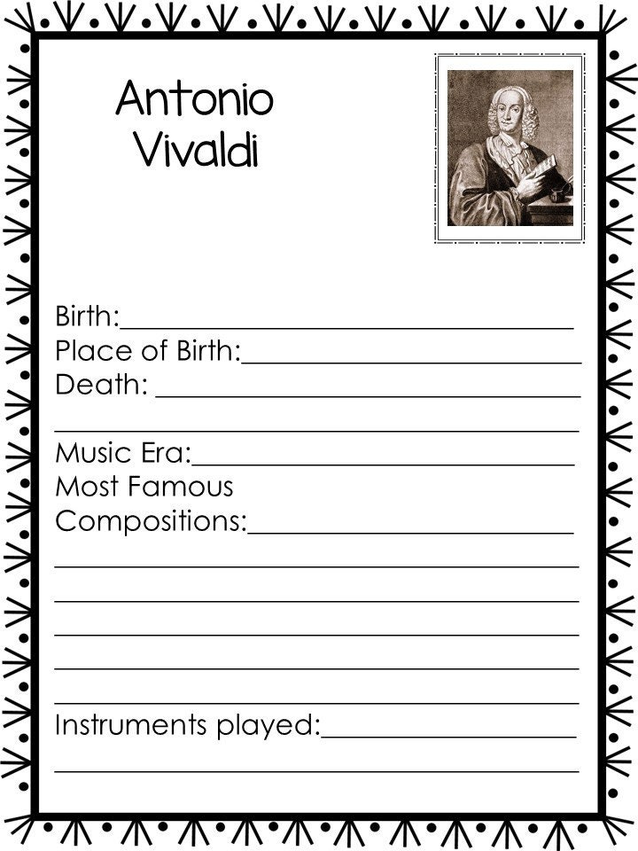 Antonio Vivaldi Great Composer Unit. Music Appreciation. | Etsy