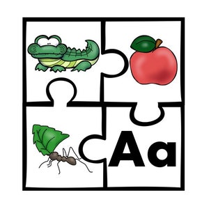 26 Alphabet Phonics Puzzles. Letters A-Z. 8 Color, 8 Black and White ...