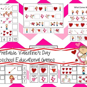 30 Printable Valentine's Day Preschool Learning Games Download. Games ...