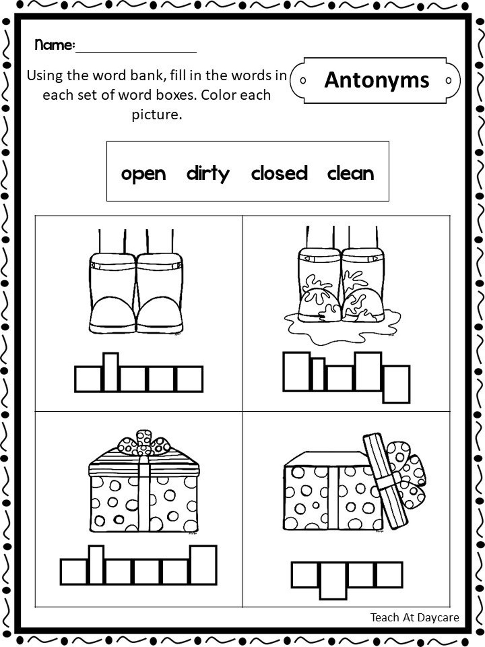 21 Printable Antonyms and Synonyms Box Write Worksheets. | Etsy