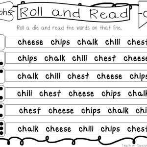 10 Printable Digraphs Roll and Read Worksheets. Kindergarten-2nd Grade ...