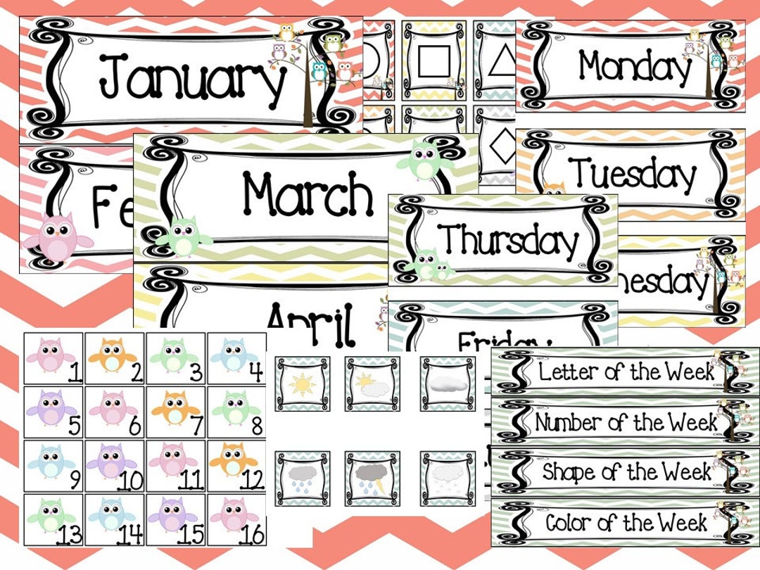 Owl Themed Printable Classroom Accessories and Decor Bulletin Board ...