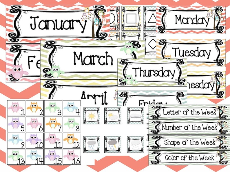 Owl Themed Printable Classroom Accessories and Decor Bulletin Board ...