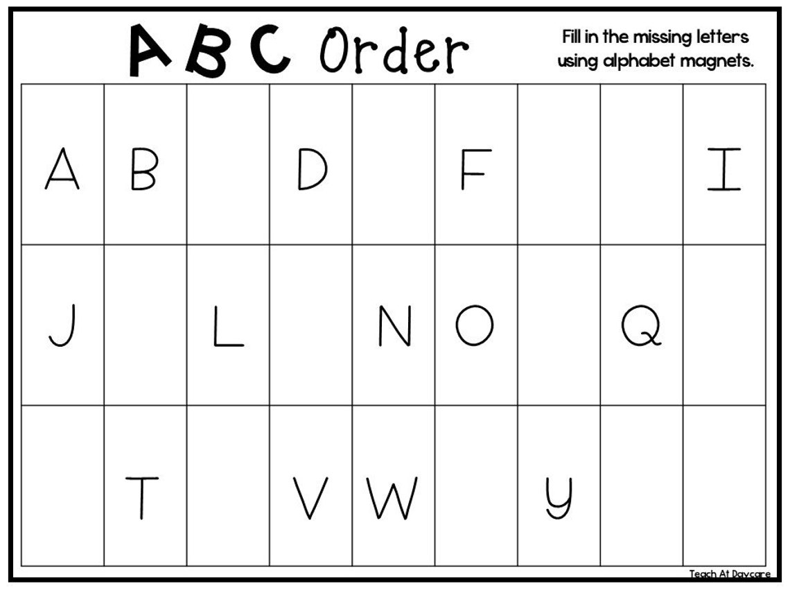 4 Printable ABC Order Work Mats/worksheets. - Etsy