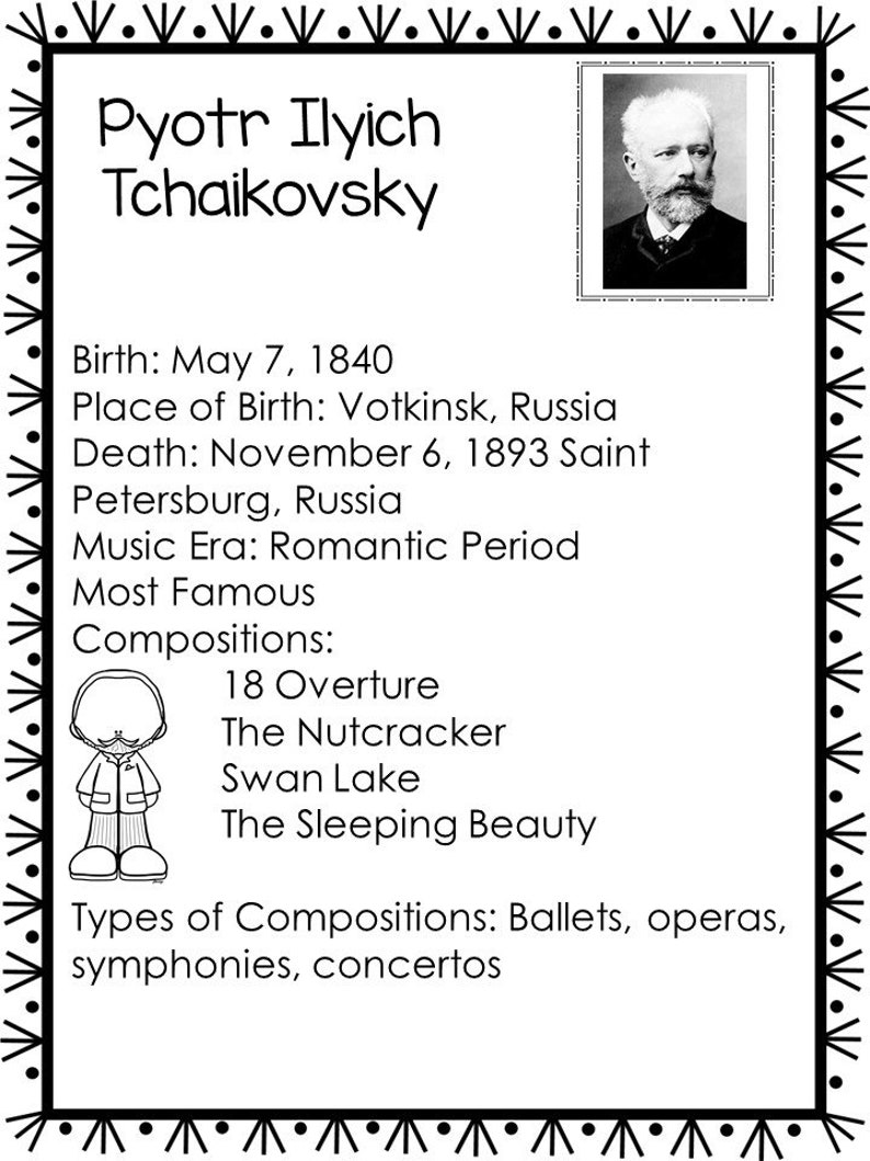 Pyotr Ilyich Tchaikovsky Great Composer Unit. Music - Etsy