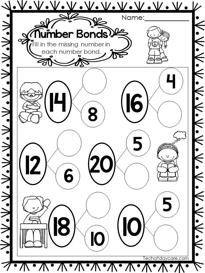 10 Printable Number Bonds Worksheets. Numbers 1-20. Kdg.2nd | Etsy