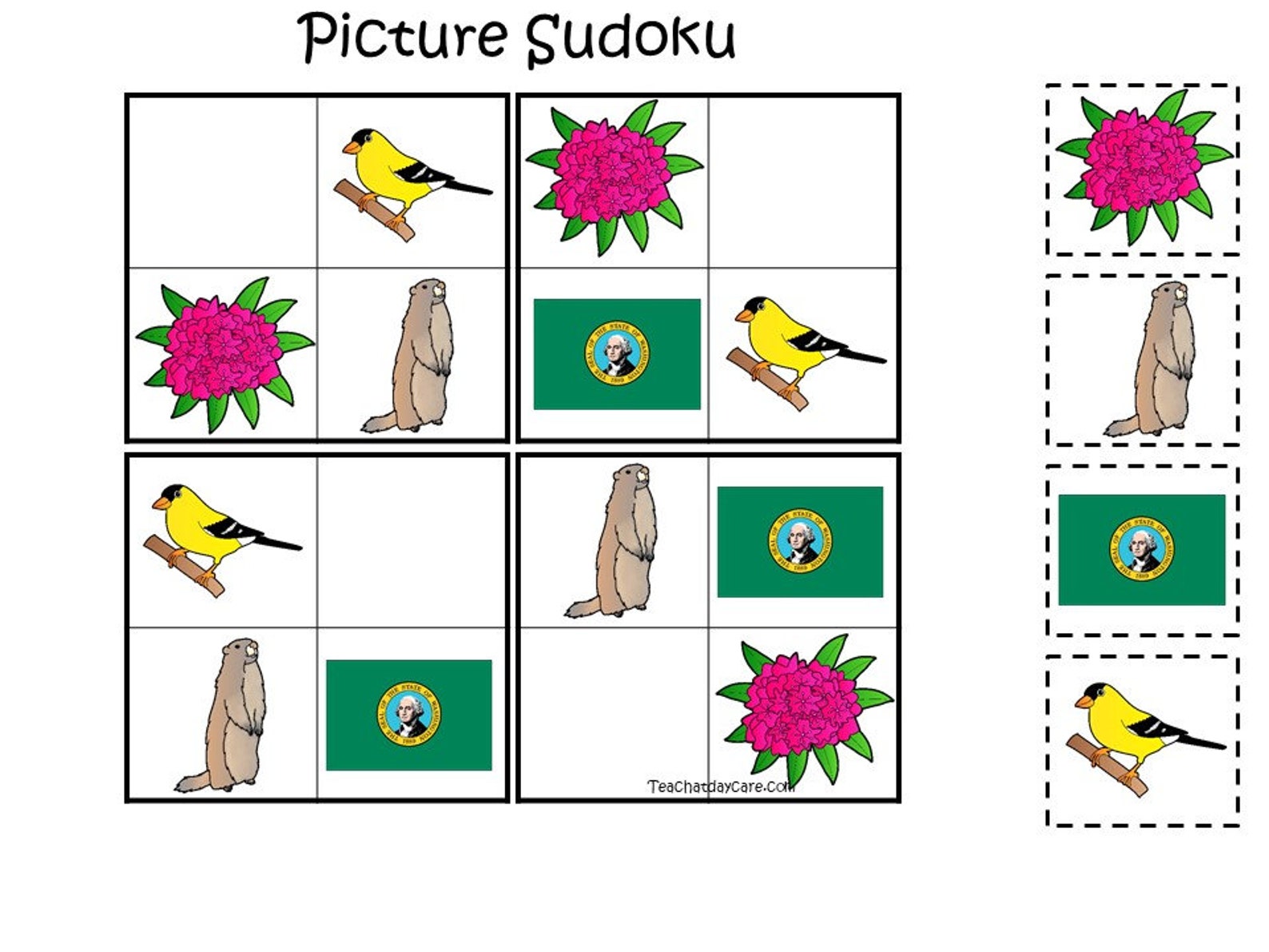 30 Washington State Symbols Themed Learning Games Download. - Etsy