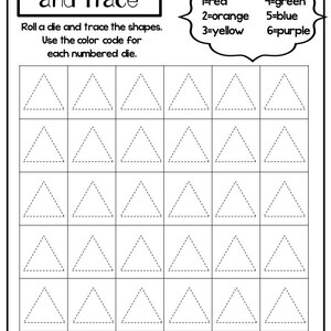 14 Printable 2-D Shapes Roll and Trace Worksheets. Child Math ...