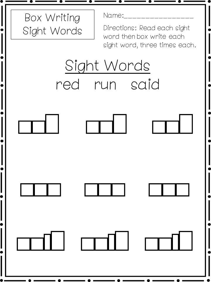 40 Printable Dolch Pre-primer Box Writing Worksheets. Preschool-prek ...