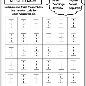 Number Roll and Trace Worksheets 0-20 (printable) - Etsy
