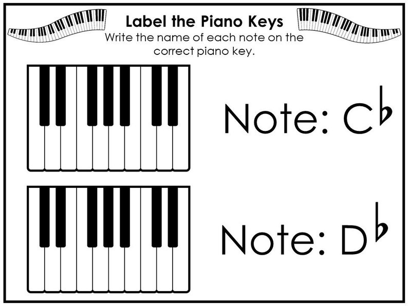 15 Label the Piano Keys Worksheets. Beginning Piano Music. | Etsy