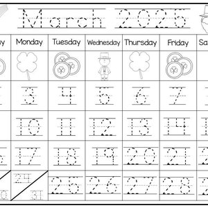 30 Tracing and Blank Themed 2025 Calendars. Preschool Handwriting and ...