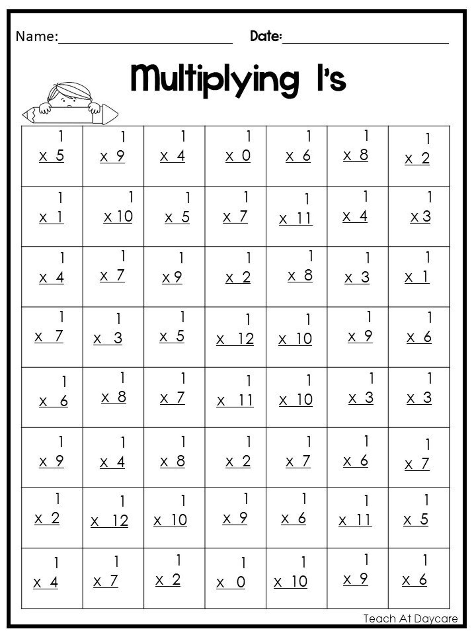 24 Printable Multiplying Practice Worksheets. Numbers 1-12. - Etsy Canada