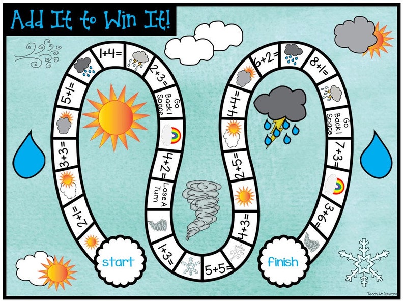 10 Printable Weather Themed Kindergarten Math Center Games and ...