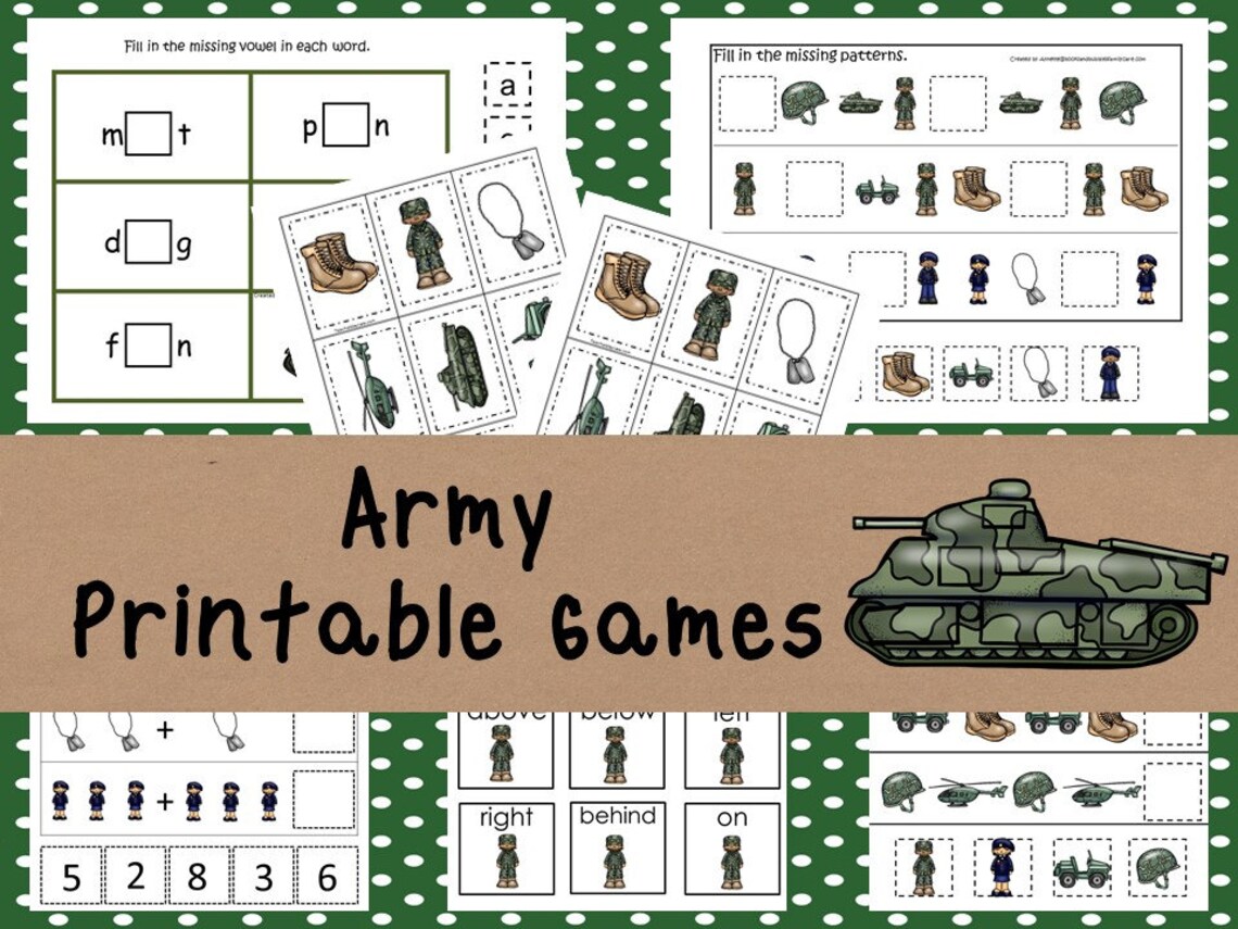 30 Army Games Download. Games and Activities in PDF Files. - Etsy