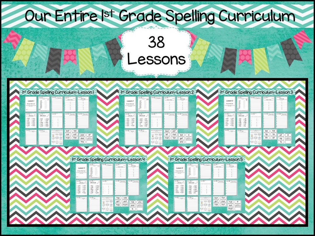 1st Grade Spelling Curriculum Unit. 38 Weekly Lessons. Prints 570 Pages ...