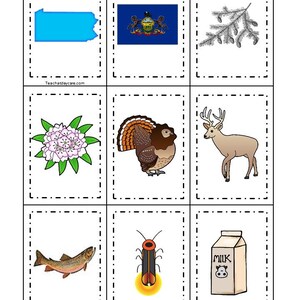 30 Pennsylvania State Symbols Themed Learning Games Download. ZIP File ...