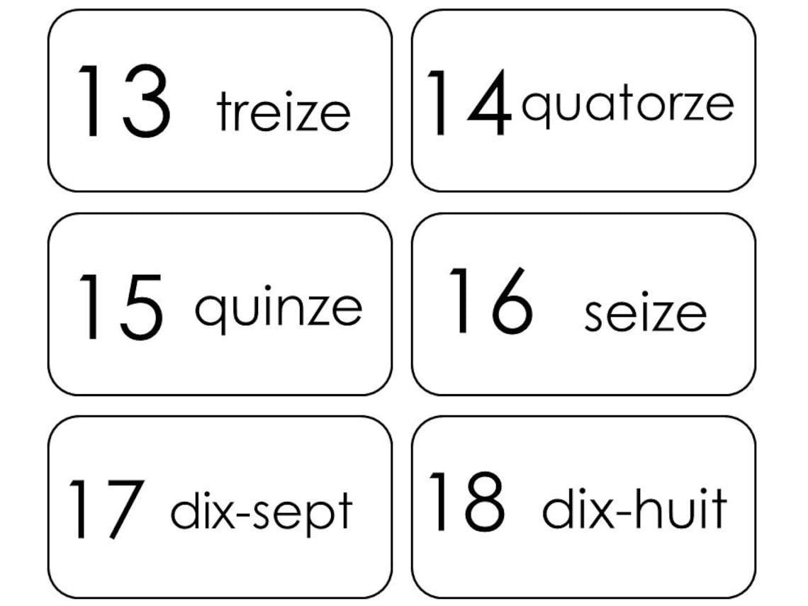 20 Printable French Numbers 1-20 Flashcards. Preschool Thru - Etsy