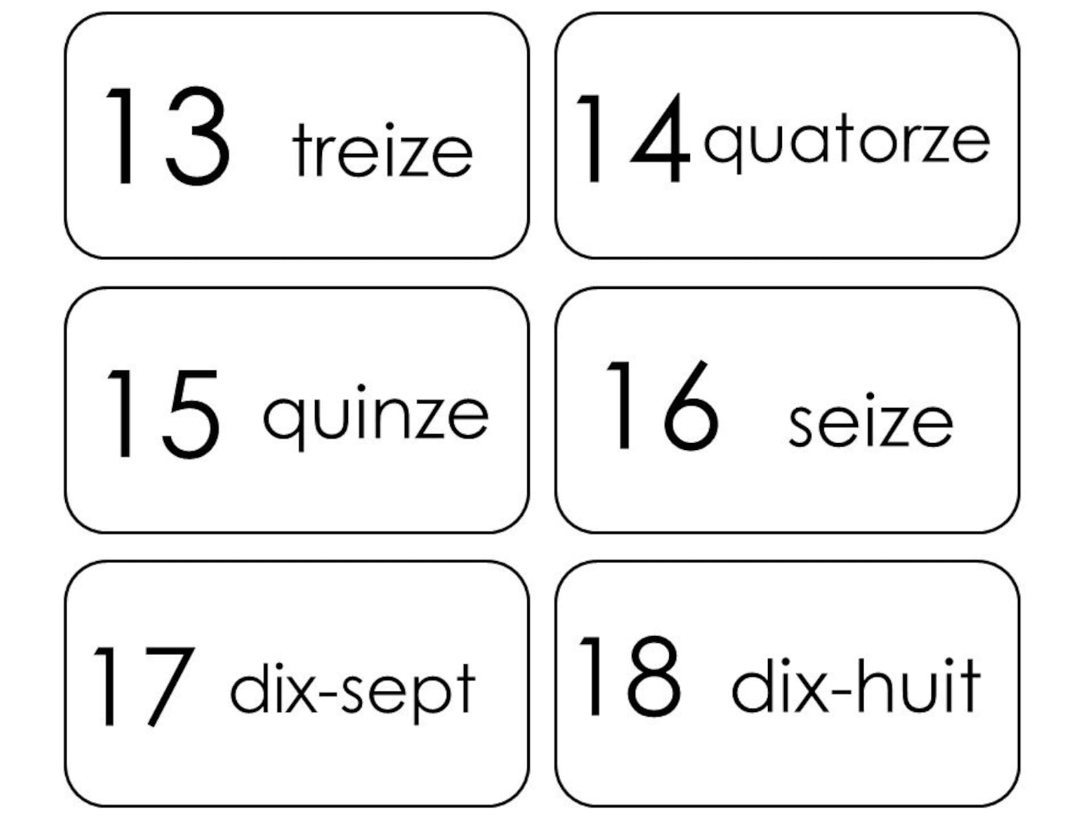 20 Printable French Numbers 1-20 Flashcards. Preschool Thru - Etsy