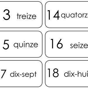 20 Printable French Numbers 1-20 Flashcards. Preschool Thru Third Grade ...