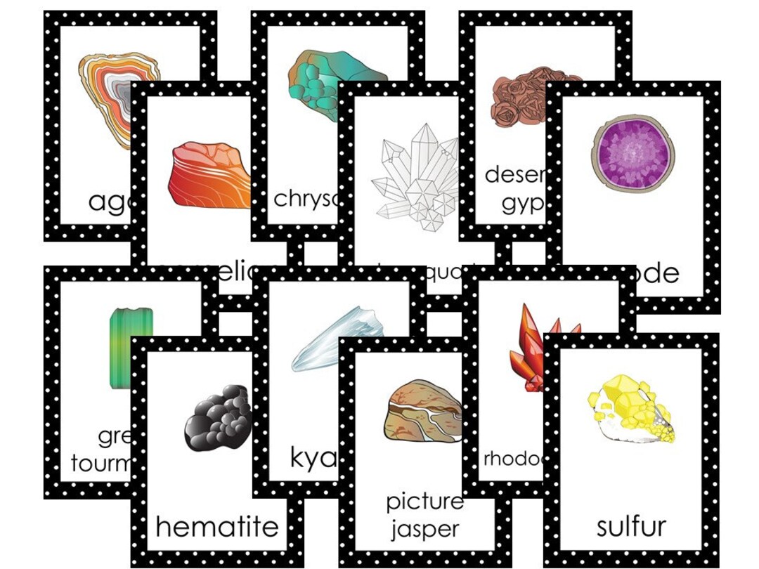 12 Printable Rocks, Minerals, Crystals, Stones Posters. Full Page ...