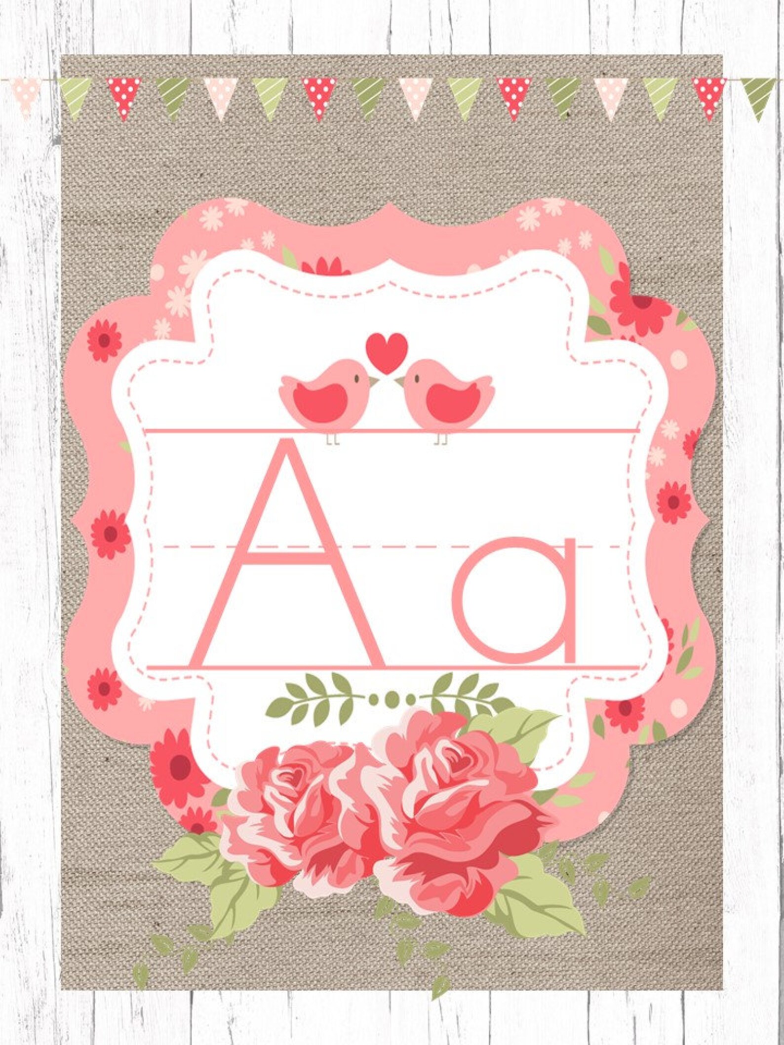 26 Printable Shabby Chic Alphabet Posters. 8x10 Classroom - Etsy