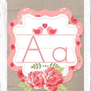 26 Printable Shabby Chic Alphabet Posters. 8x10 Classroom Accessories ...