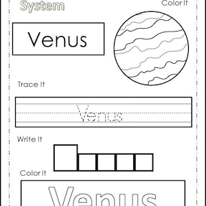 16 Solar System Planets Color Read Trace Write Worksheets. Preschool ...