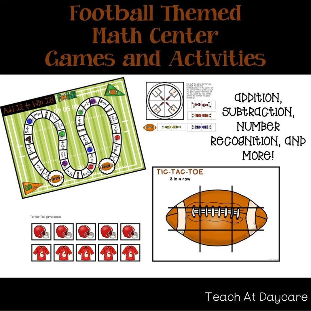 10 Printable Football Themed Kindergarten Math Center Games and ...