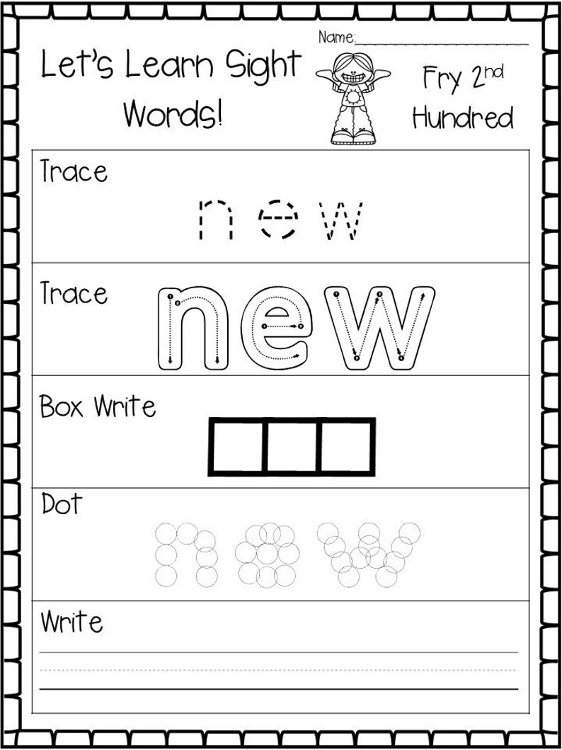 100 Printable Let's Learn Fry 2nd Hundred Sight Words - Etsy