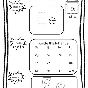 26 Printable Alphabet Trace It, Find It, Color It Worksheets. Preschool ...