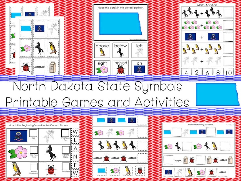30 North Dakota State Symbols Themed Learning Games Download. | Etsy
