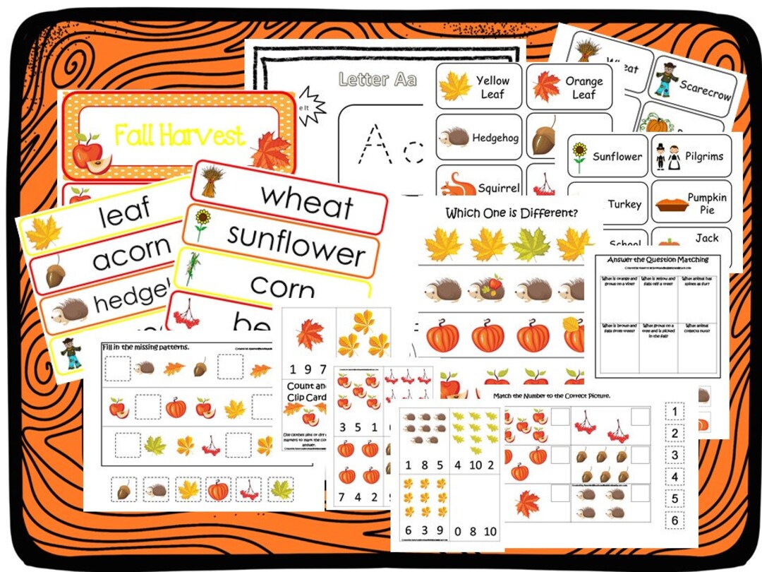 Fall Curriculum Package Download. Preschool-kindergarten. Worksheets ...