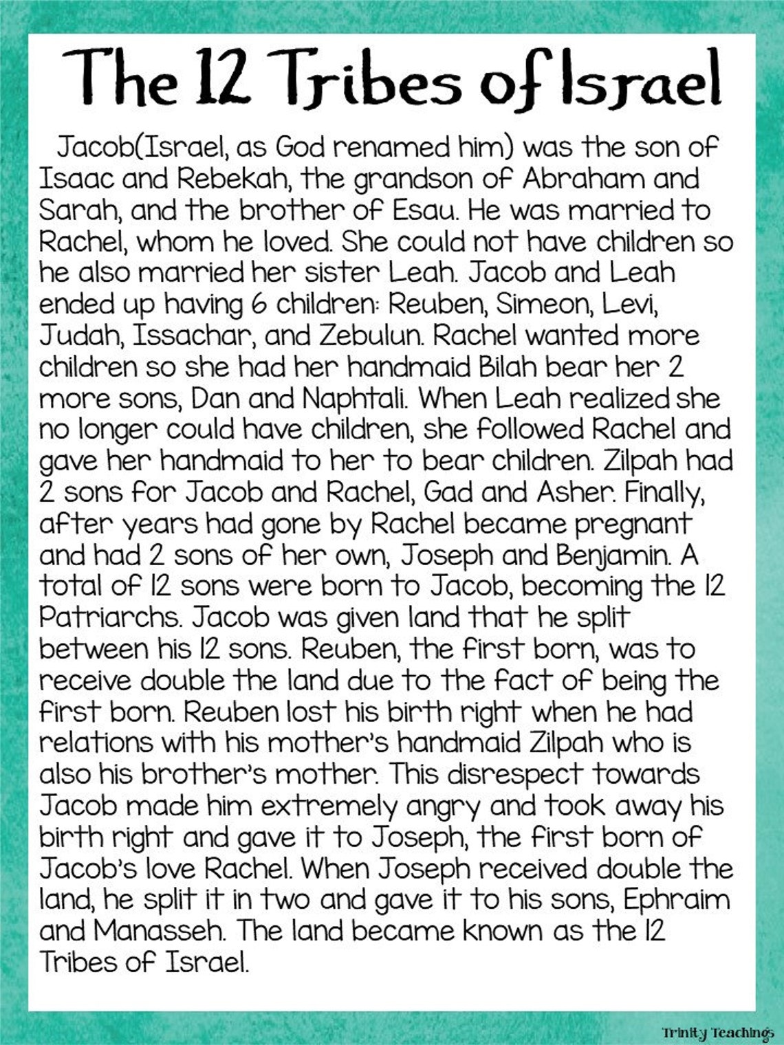 The 12 Tribes of Israel Activity and Worksheet Packet. Color and Black ...