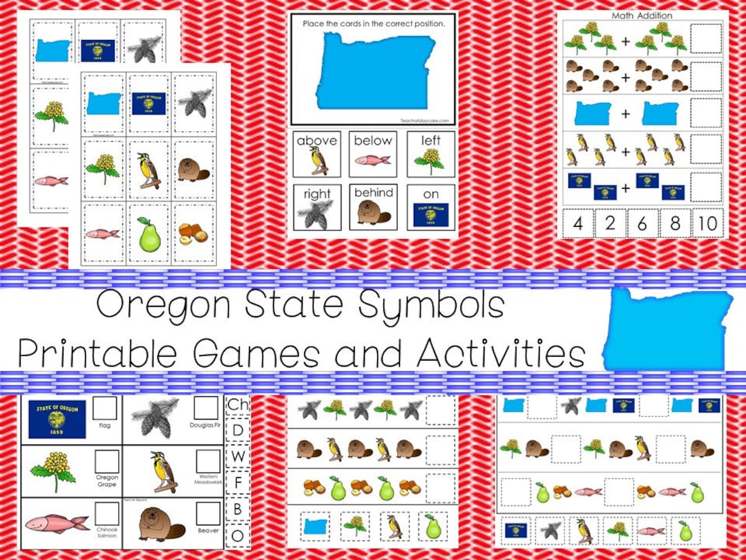 30 Oregon State Symbols Themed Learning Games Download. ZIP File ...