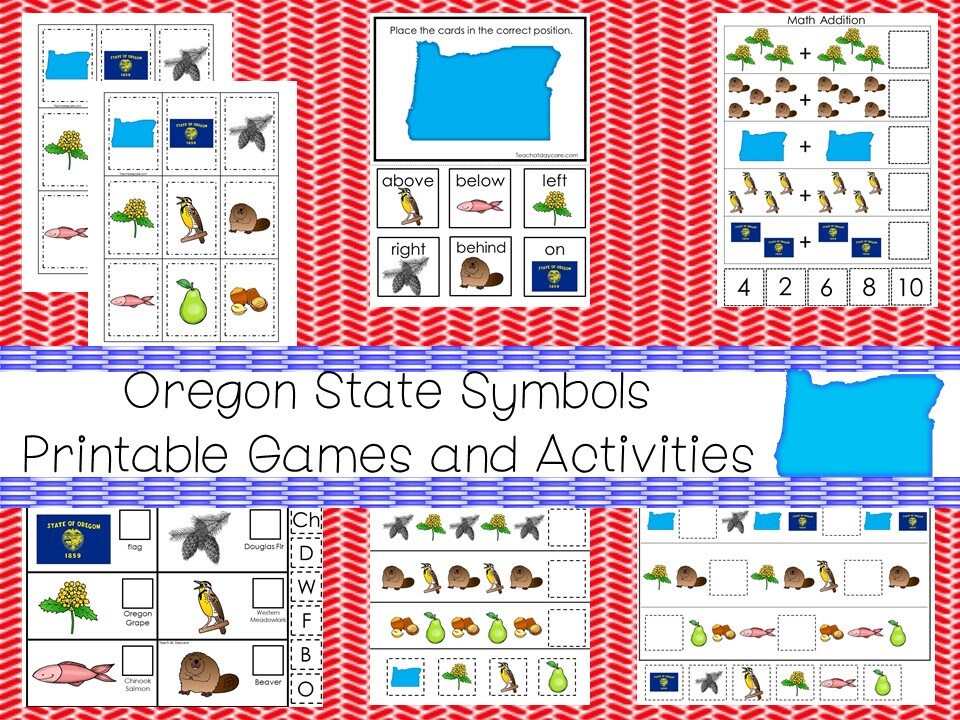 30 Oregon State Symbols themed Learning Games Download. ZIP | Etsy