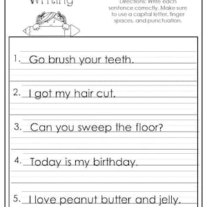 10 Printable Write the Sentence Worksheets. 1st-3rd Grade ELA ...