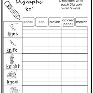 10 Printable 5 Ways to Write Digraphs Worksheets. Kindergarten-2nd ...