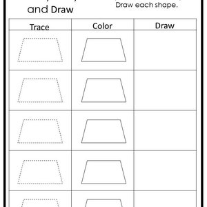 14 Printable 2-D Shapes Trace, Color, and Draw Worksheets. Child Math ...