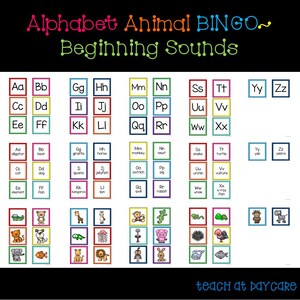 Animal Alphabet Bingo Phonics Game and Worksheets. Color & Black and ...