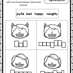 21 Printable Antonyms and Synonyms Box Write Worksheets. 1st-2nd Grade ...