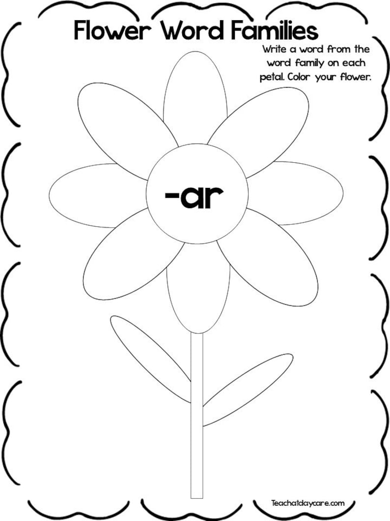 29 Printable Flower Word Families Worksheets. Preschool | Etsy