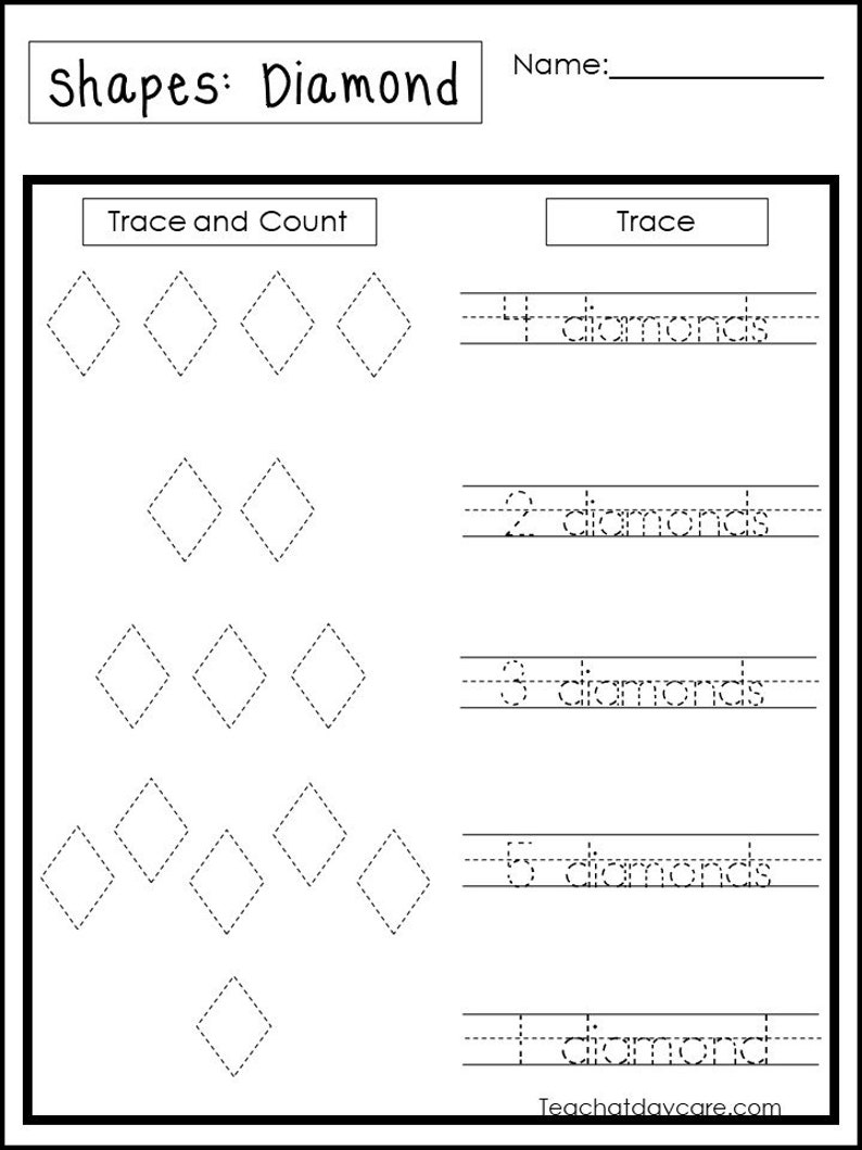 12 Count and Trace the Shapes Preschool and Kindergarten - Etsy